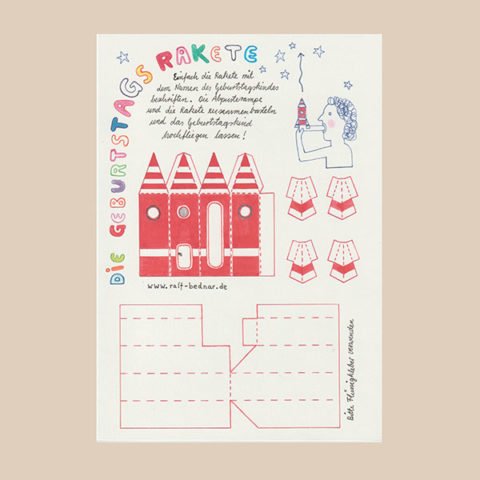 Bastelbogen, Geburtstags Rakete | Tante Emmas Kunstladen